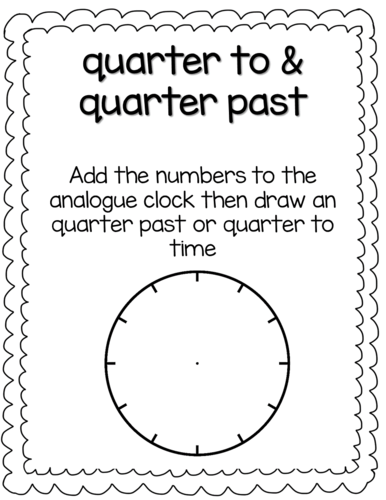 Telling the time workbook 2 - oclock half past quarter past quarter to ...