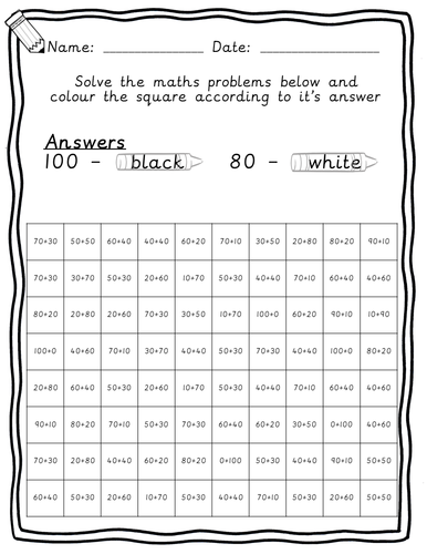 Halloween Colour by addition - adding tens Y2 Y3 KS1 KS2 | Teaching ...