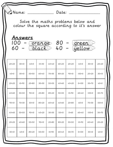 Halloween Colour by addition - adding tens Y2 Y3 KS1 KS2 | Teaching ...