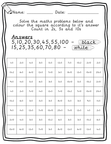 Halloween Colour by multiplication - counting in 2s 5s and 10s Y2 Y3 ...