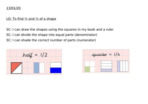 Finding Half and Quarter of a Shape | Teaching Resources