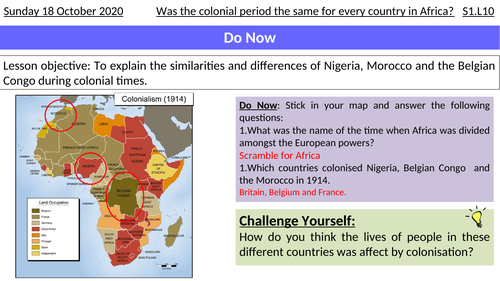 African Colonisation Lesson KS3 | Teaching Resources