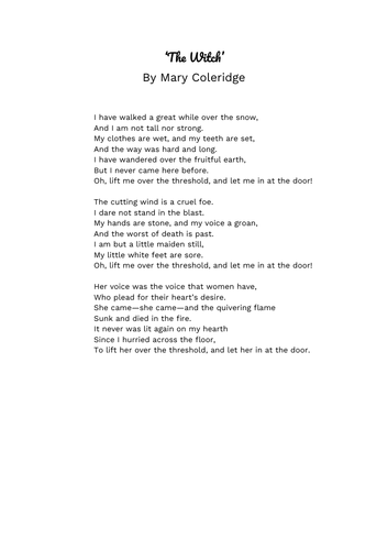 Unseen Poetry - The Witch | Teaching Resources