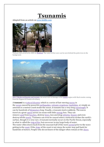 Tsunamis - Non-Fiction Whole Class Reading Session! | Teaching Resources