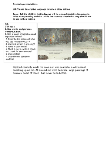 Stone Age Boy -cave setting descriptive writing | Teaching Resources