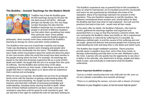 Lesson 2 of 6- Buddhism and its involvement in the world | Teaching ...