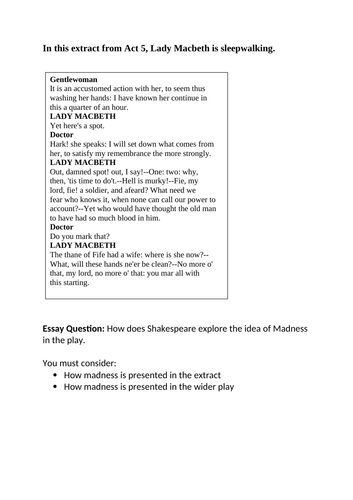 Grade 9 Macbeth Essay - Madness | Teaching Resources Grade 9 Macbeth Essay - Madness | Teaching Resources