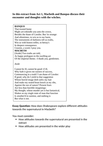 Grade 9 Macbeth Essay - Supernatural | Teaching Resources Grade 9 Macbeth Essay - Supernatural | Teaching Resources