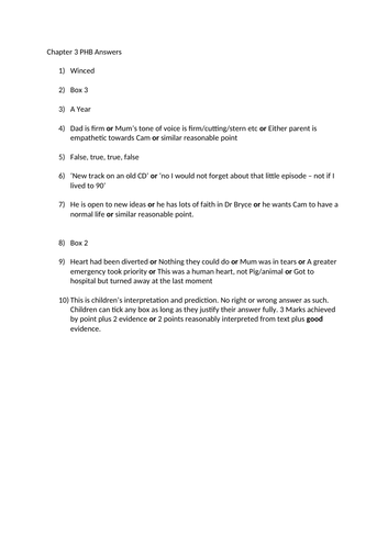 Pig Heart Boy Questions and Answers for Reading Comprehension ...