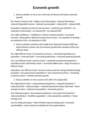 4.5 Economic growth (IGCSE Macroeconomics) | Teaching Resources
