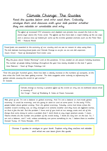 Climate Change Campaign Project | Teaching Resources