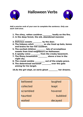 Halloween Verbs | Teaching Resources