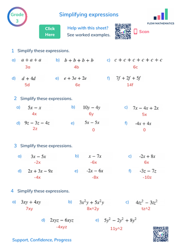 Simplifying expressions (collecting like terms) | Teaching Resources