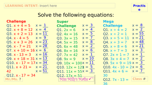 Linear Equations: Worksheet & PowerPoint | Teaching Resources
