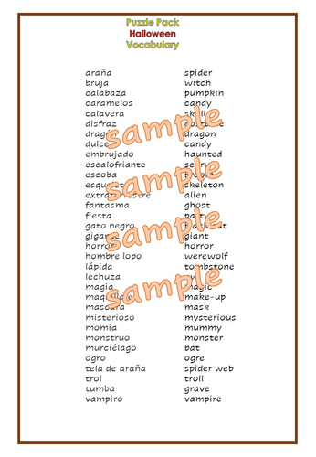 Spanish Halloween Puzzles | Teaching Resources