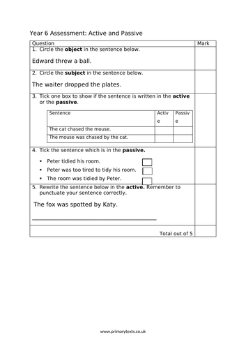 Year 6 SPAG PPT and Assessment: Active and Passive Sentences | Teaching ... Year 6 SPAG PPT and Assessment: Active and Passive Sentences | Teaching ...