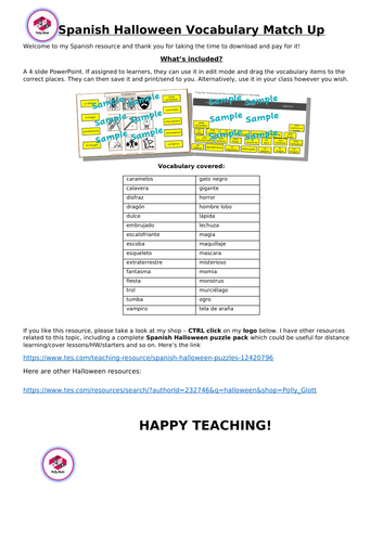 Spanish Halloween Vocabulary | Teaching Resources