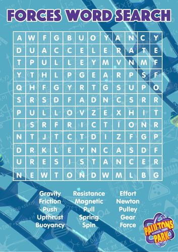 Forces Word Search science physics | Teaching Resources