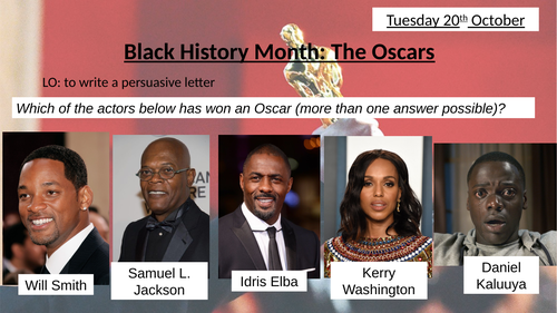 Black History Month: persuasive writing (The Oscars) | Teaching Resources