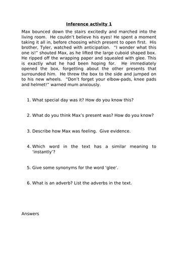 KS2 Inference comprehension pack with ANSWERS | Teaching Resources