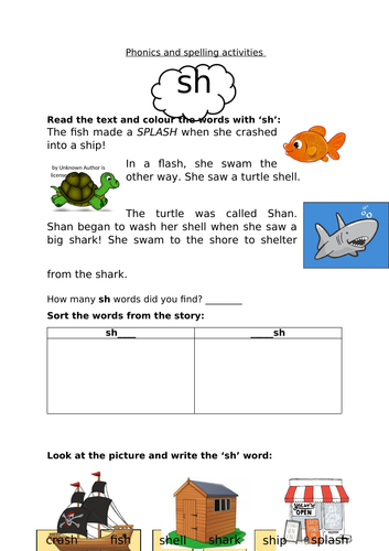 Phonics Digraph activities - 'sh' 'th' 'ch' | Teaching Resources
