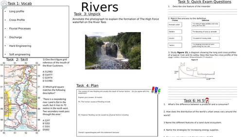AQA Geography GCSE 8 Revision sheets, coasts, economic world, living ...