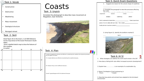 AQA GCSE Geography revision sheet bundle unit 1 and 2 | Teaching Resources