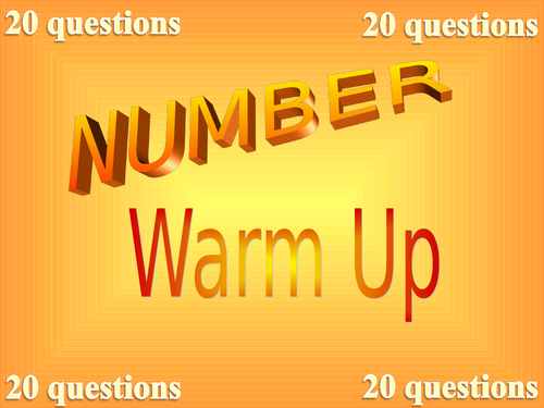 Year 4 Number Warm Up - 20 Questions | Teaching Resources