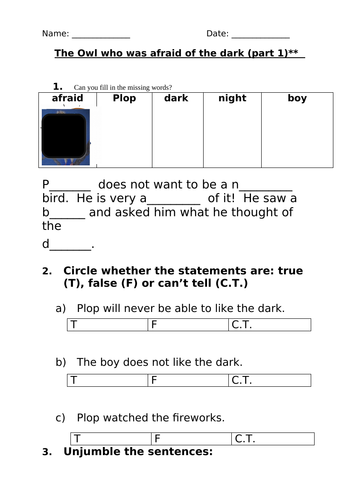 The Owl Who Was afraid of the Dark- Extensive Literacy Resources ...