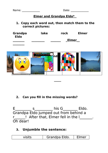 Differentiated Elmer Literacy Resources for 3 stories | Teaching Resources