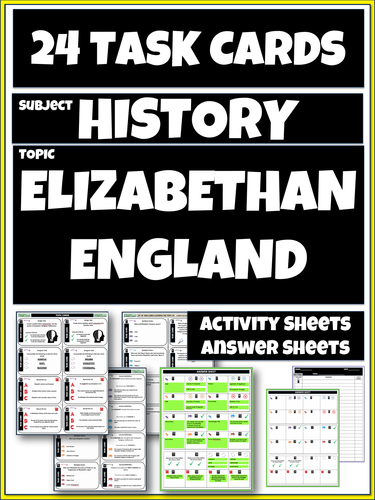 Elizabethan England Task Cards | Teaching Resources
