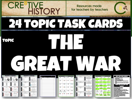 The Great War - History Task Cards | Teaching Resources