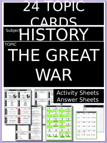 The Great War - History Task Cards | Teaching Resources