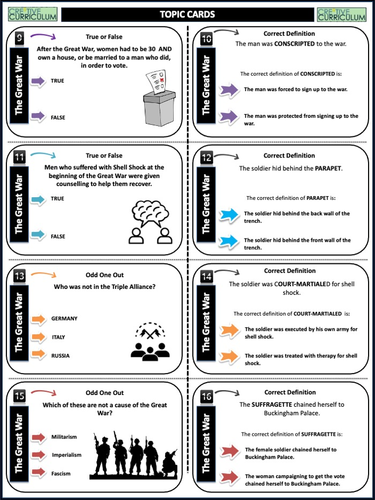 The Great War - History Task Cards | Teaching Resources