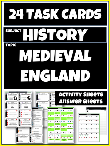 Medieval England History Task Cards | Teaching Resources