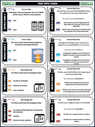 World War Two History Task Cards | Teaching Resources