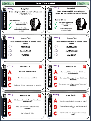 World War Two History Task Cards | Teaching Resources