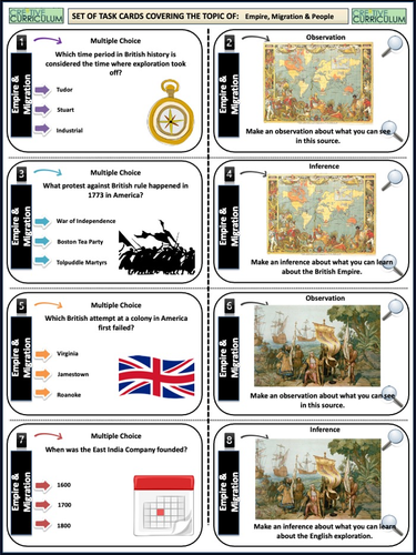 Empire Migration History Task Cards | Teaching Resources
