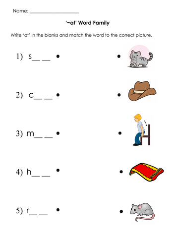 Phonics Short A Vowel Family Words (-ab, -ad, -ag, -am, -an, -ap, -at ...