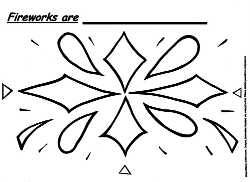 Fireworks Writing + Colouring, easier/harder | Teaching Resources