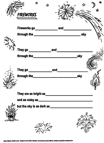 Fireworks go... 2 poem frames, easier/harder | Teaching Resources