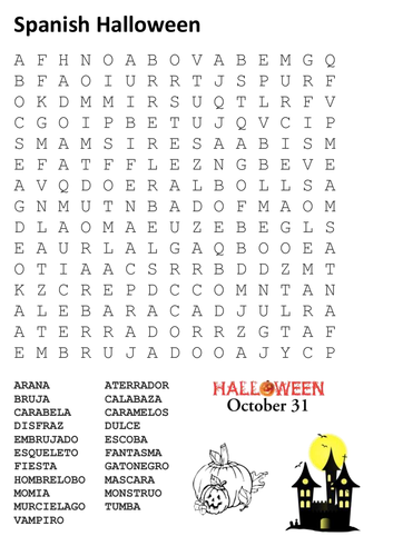 Spanish Halloween Word Search | Teaching Resources