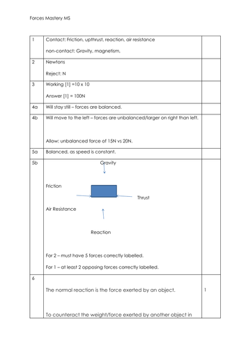 Forces Mastery Assessment | Teaching Resources
