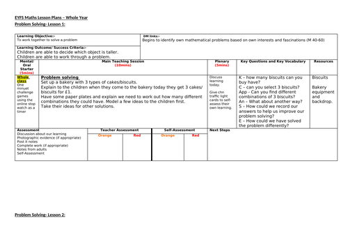 EYFS Math's Planning - Problem Solving | Teaching Resources