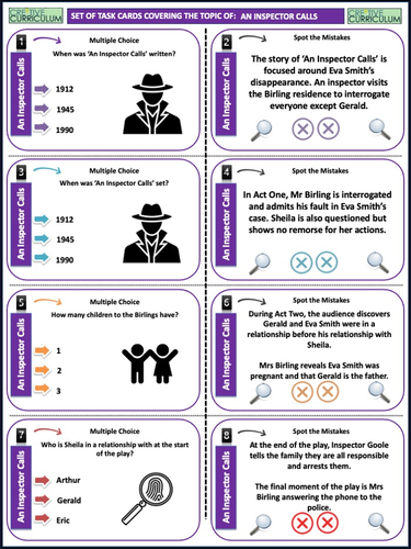 An Inspector Calls Task Cards | Teaching Resources