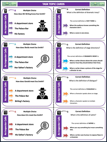 An Inspector Calls Task Cards | Teaching Resources