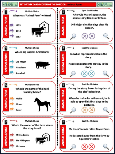 Animal Farm Task Cards | Teaching Resources