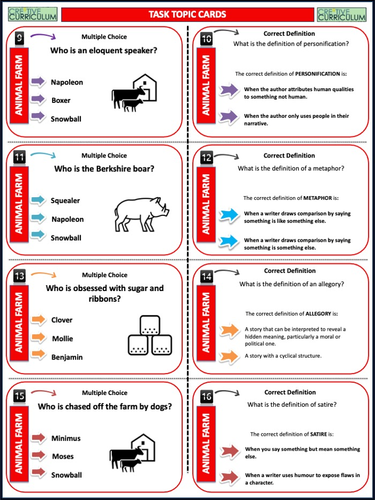 Animal Farm Task Cards | Teaching Resources
