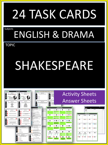 Shakespeare Task Cards | Teaching Resources