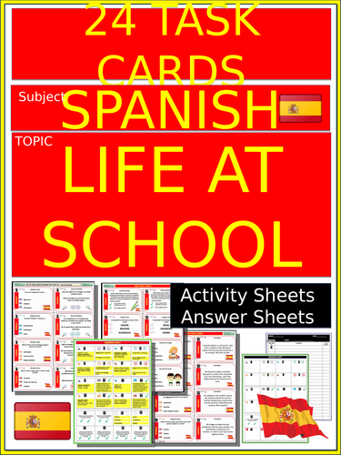 Life At School - MFL Spanish Task Cards | Teaching Resources